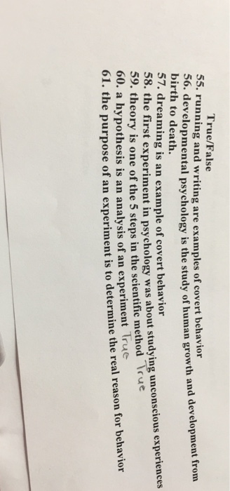 Solved True/False running and writing are examples of covert | Chegg.com
