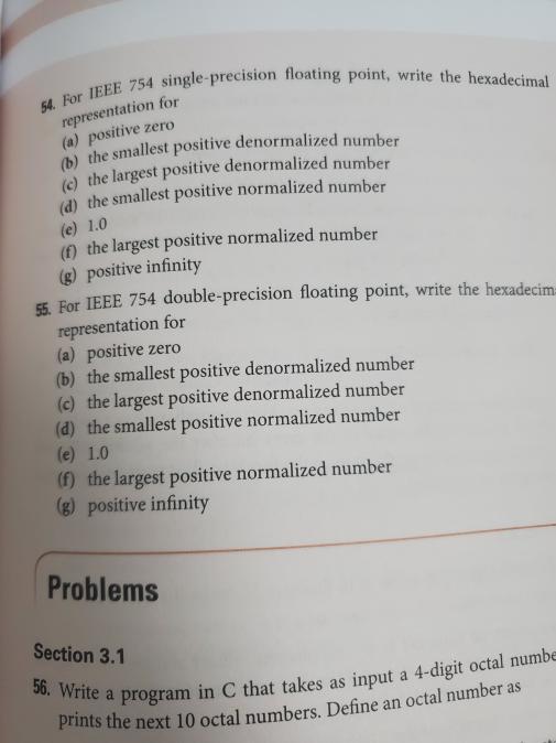 Solved 56. For IEEE 754 single-precision floating point, | Chegg.com