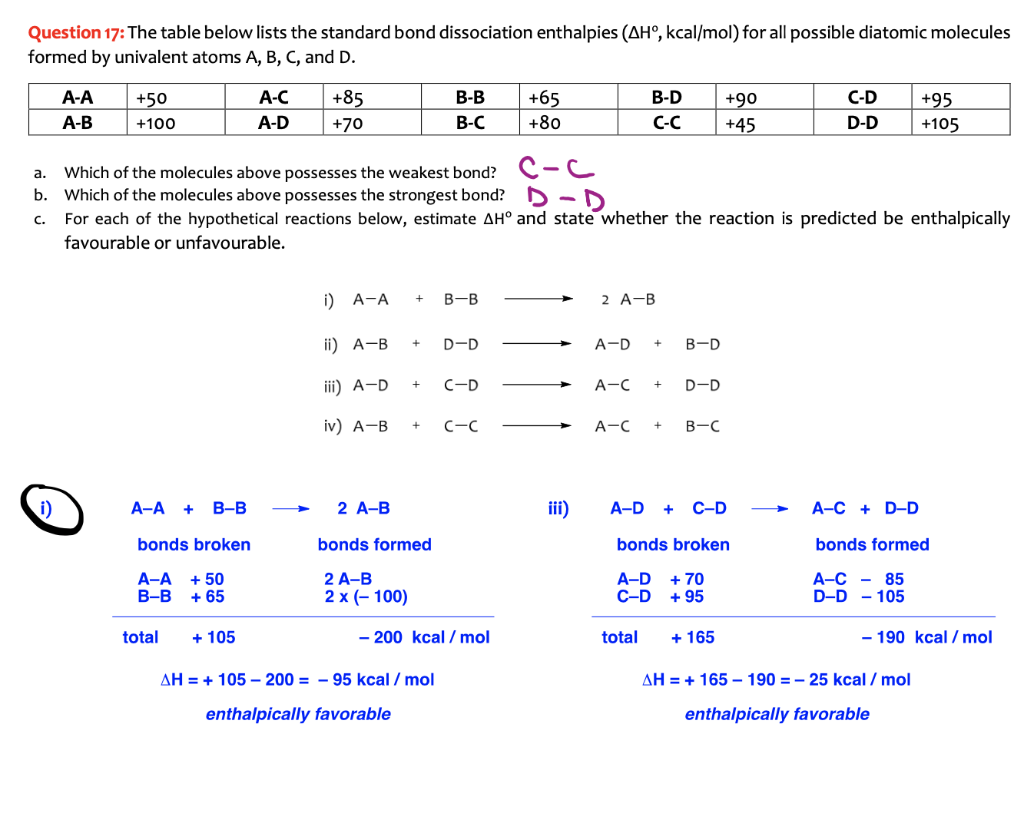 Solved For part c), why is the negative H enthalpically | Chegg.com