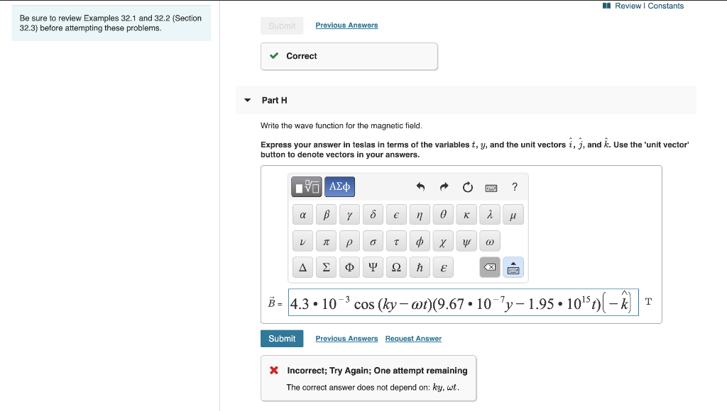Solved Review Constants Be sure to review Examples 32.1 and | Chegg.com