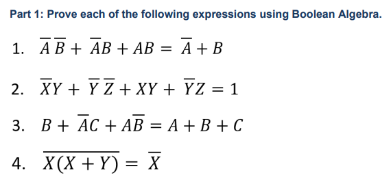 Solved Part 1: Prove each of the following expressions using | Chegg.com