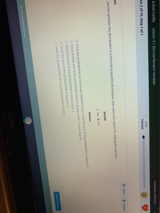 Solved & End Certify Lesson: 5.1 Discrete Random Variables | Chegg.com