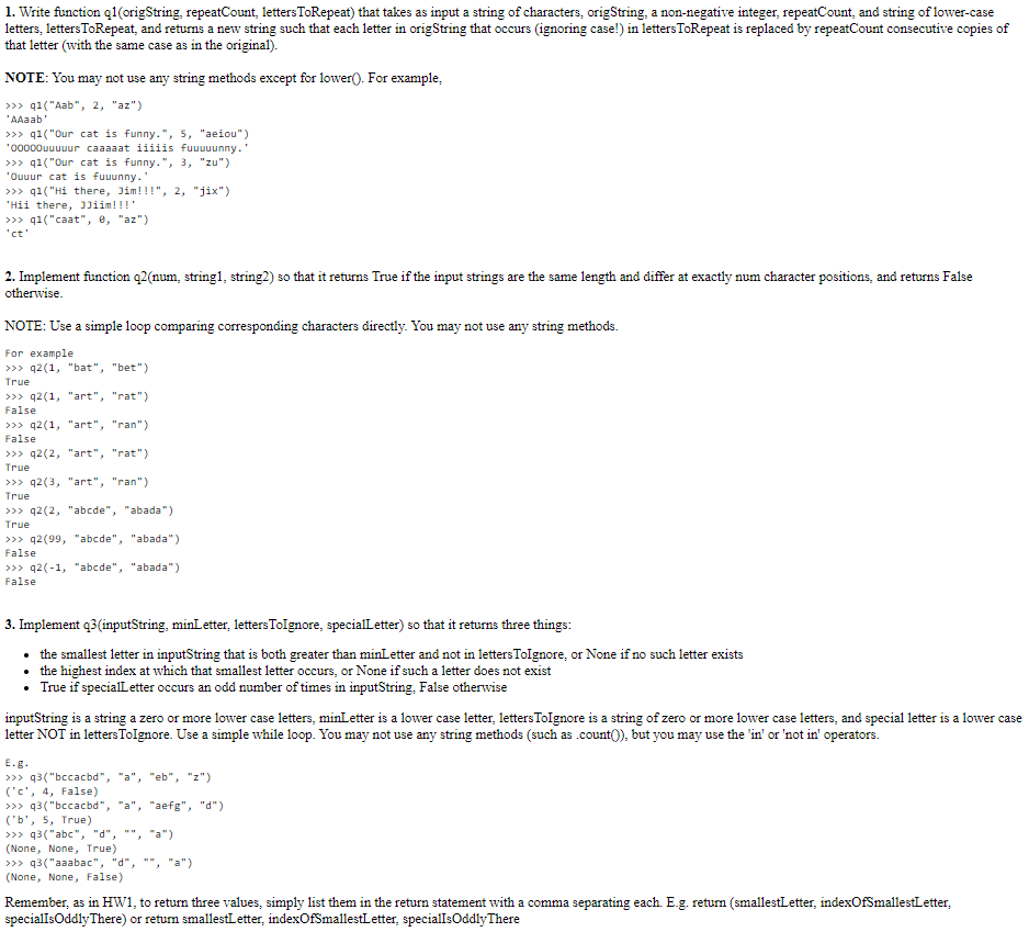 Solved 1. Write function 1 (origString, repeatCount, letters | Chegg.com