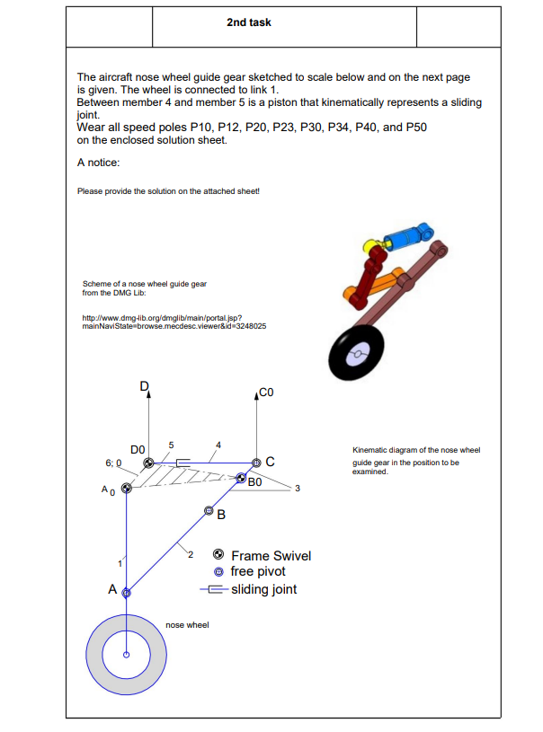 The aircraft nose wheel guide gear sketched to scale | Chegg.com