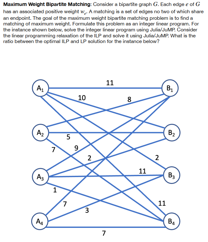 Solved Maximum Weight Bipartite Matching: Consider a | Chegg.com Solved Maximum Weight Bipartite Matching: Consider a | Chegg.com
