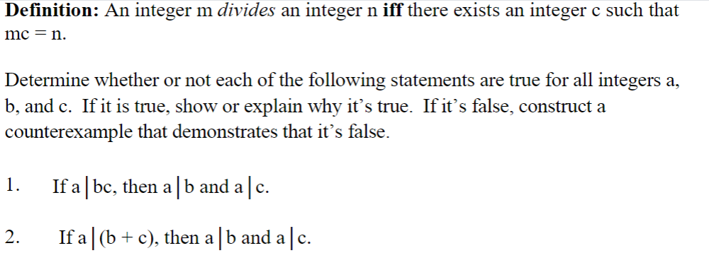 Solved Definition: An integer m divides an integer n iff | Chegg.com