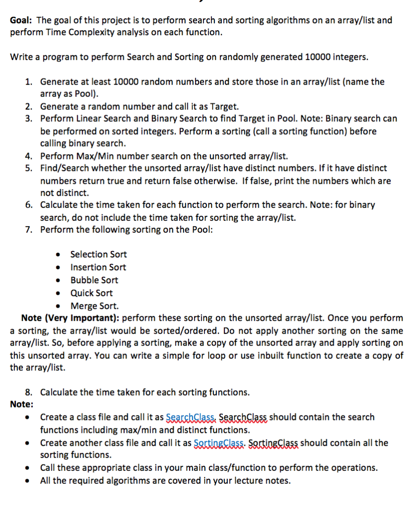 Solved Goal: The goal of this project is to perform search | Chegg.com