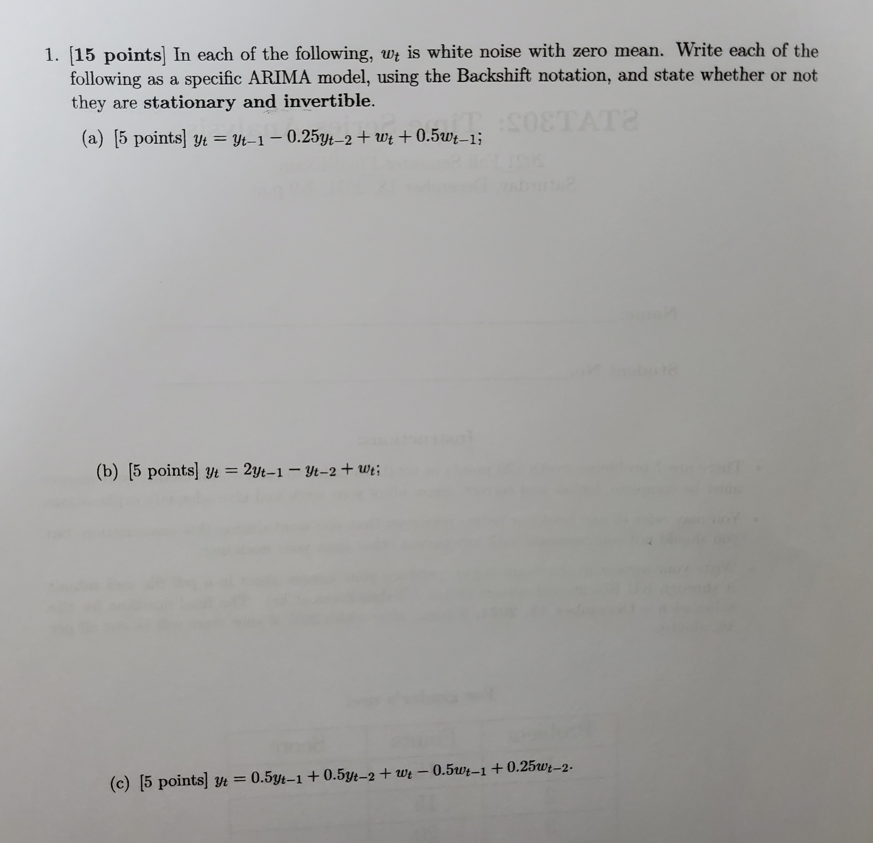 Solved 1. [15 points] In each of the following, wt is white | Chegg.com