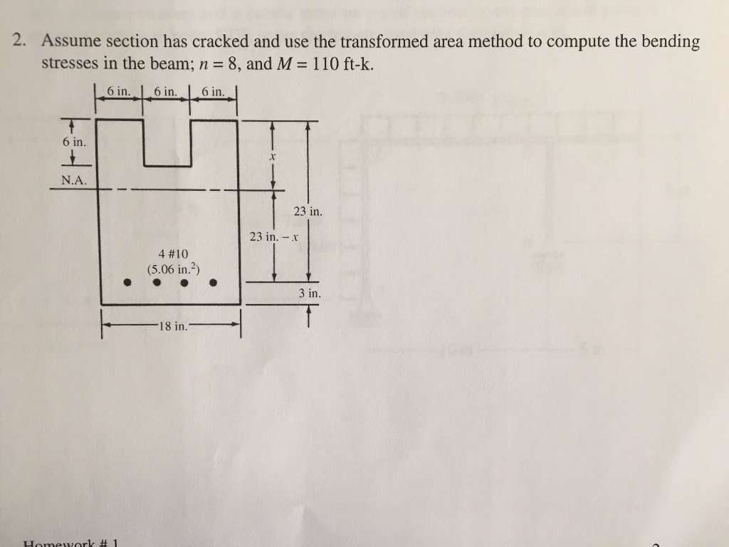 Solved 2. Assume section has cracked and use the transformed | Chegg.com