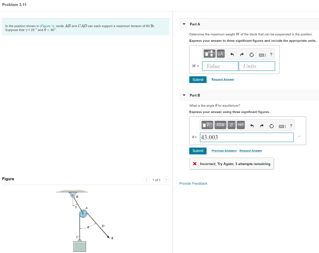 Solved Problem 3.11 Part A In the position shown in (Figure | Chegg.com