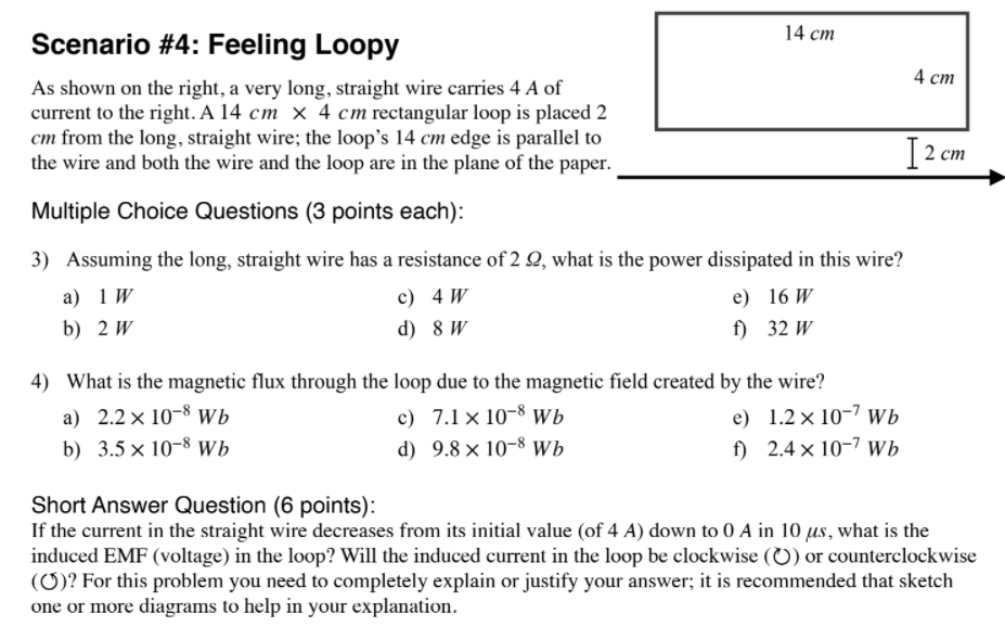 Solved 14 cm 4 cm Scenario #4: Feeling Loopy As shown on the | Chegg.com