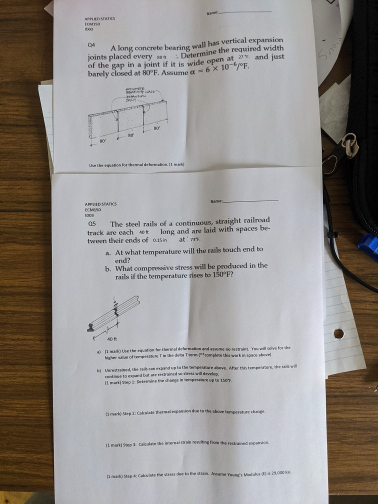 Solved APPLED STATICS ECM150 1003 Q4 A long concrete bearing | Chegg.com