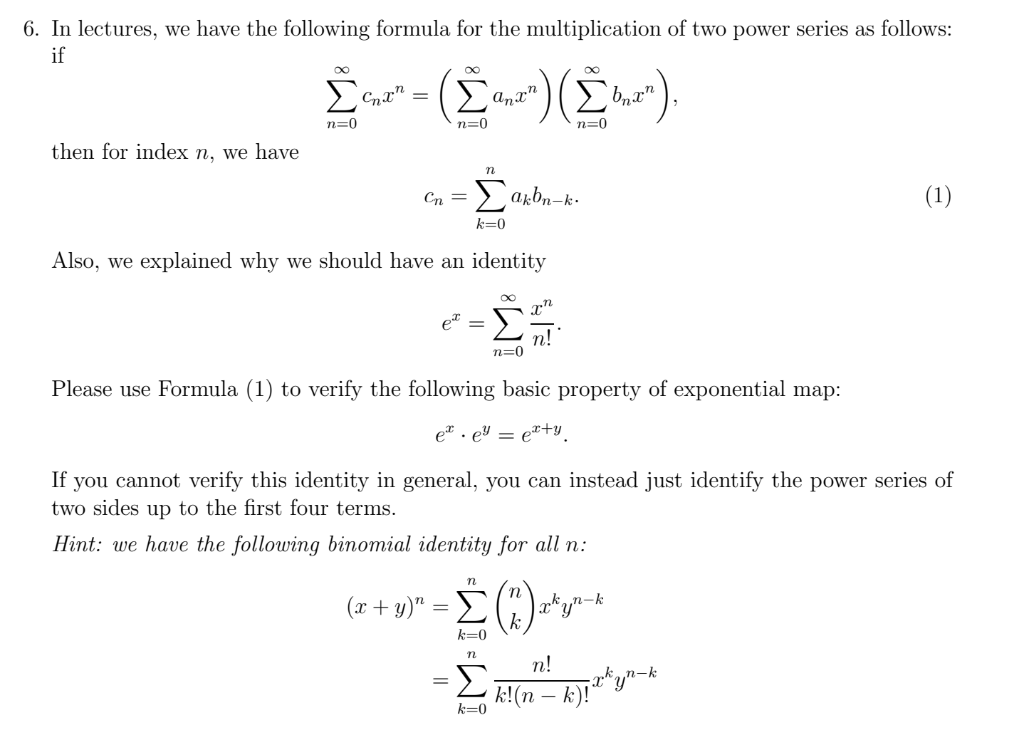 Solved 6. In lectures, we have the following formula for the | Chegg.com