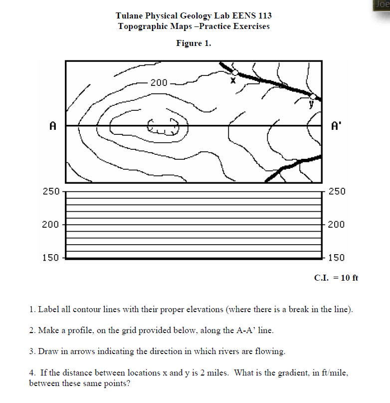 Solved Joe Tulane Physical Geology Lab EENS 113 Topographic | Chegg.com