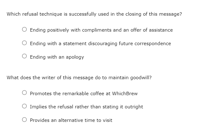 Solved Consider the following scenario and refusal message, | Chegg.com