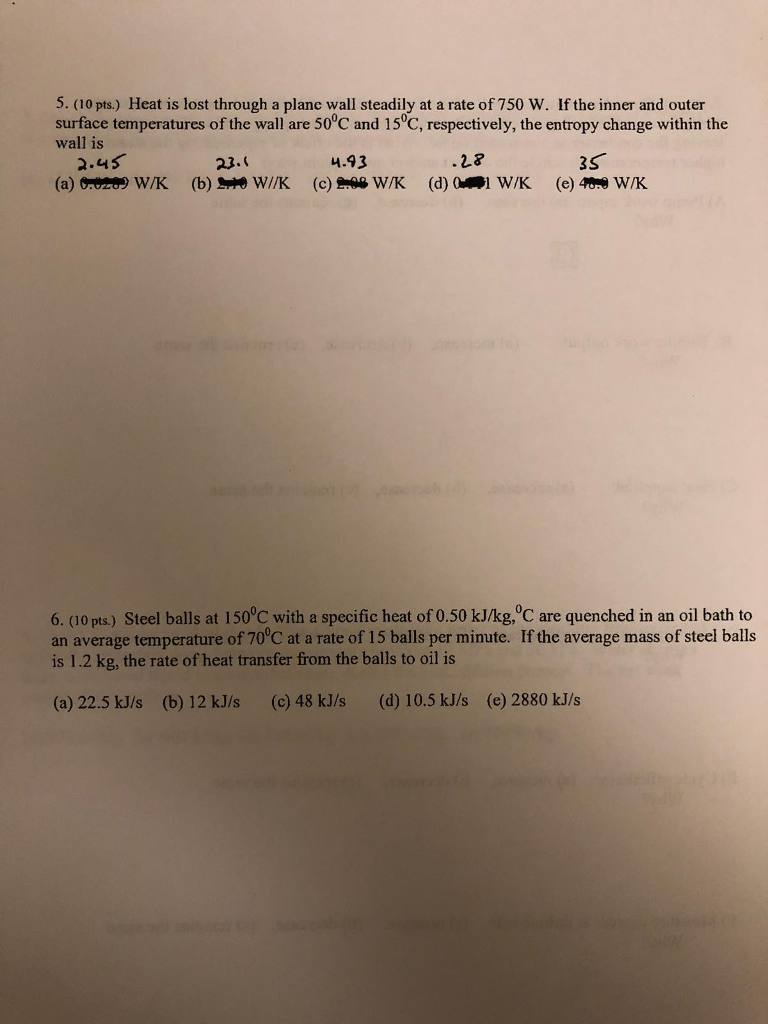 Solved 5. (10 pts.) Heat is lost through a plane wall | Chegg.com