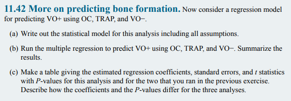 11.42 More on predicting bone formation. Now consider | Chegg.com