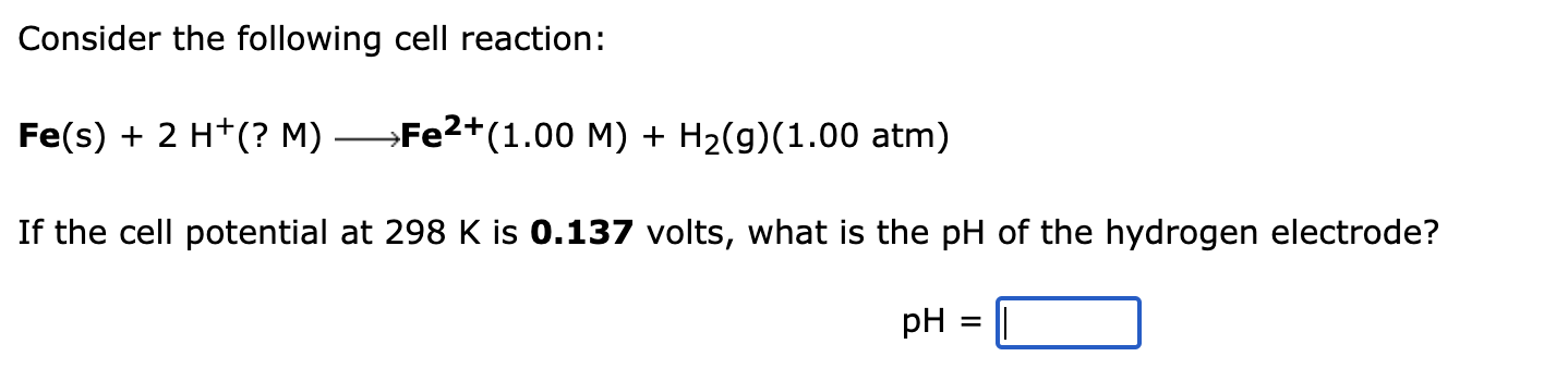 Solved Consider the following cell reaction: | Chegg.com