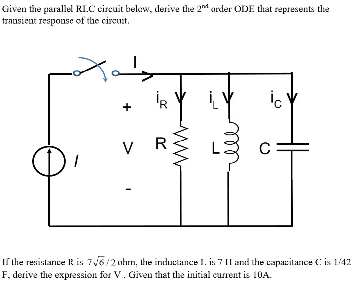 Solved Given the parallel RLC circuit below, derive the 2nd | Chegg.com