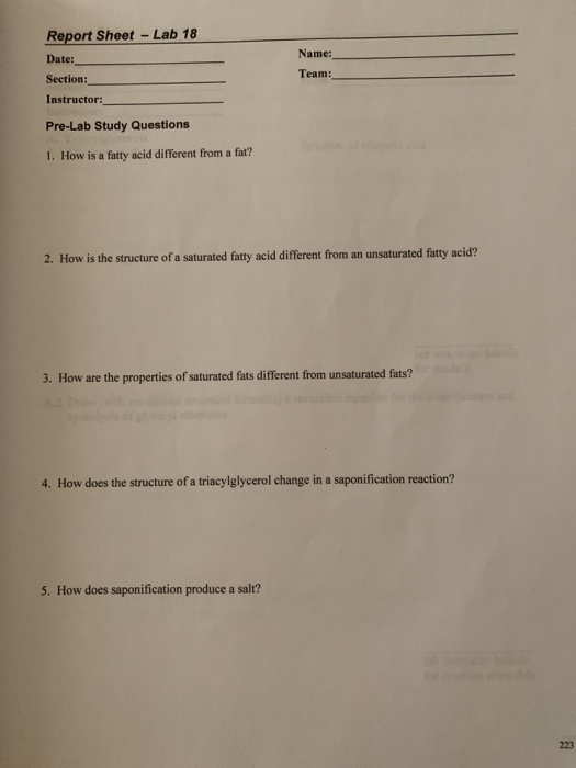 Solved Report Sheet - Lab 18 Date: Section: Instructor: | Chegg.com