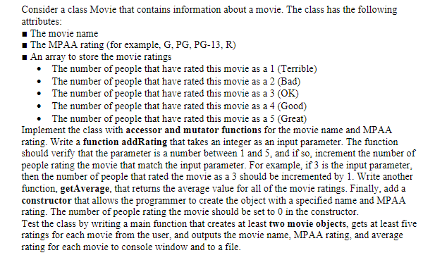 Solved a Consider a class Movie that contains information | Chegg.com