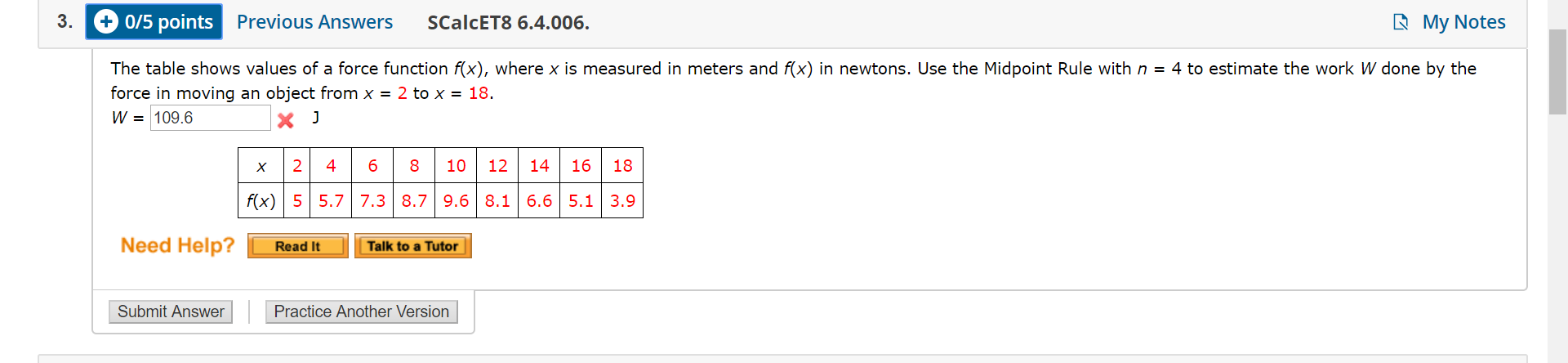 Solved 3. + 0/5 points Previous Answers CalcET8 6.4.006. My | Chegg.com