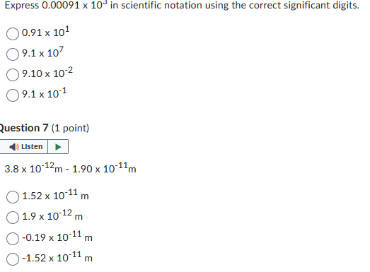Solved Express 0.00091×103 in scientific notation using the | Chegg.com