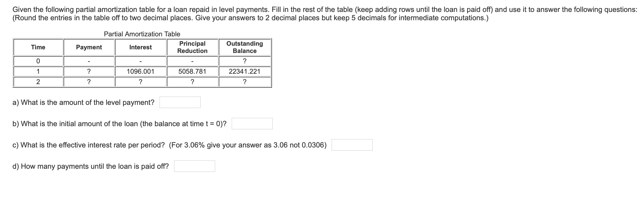Solved Given the following partial amortization table for a | Chegg.com