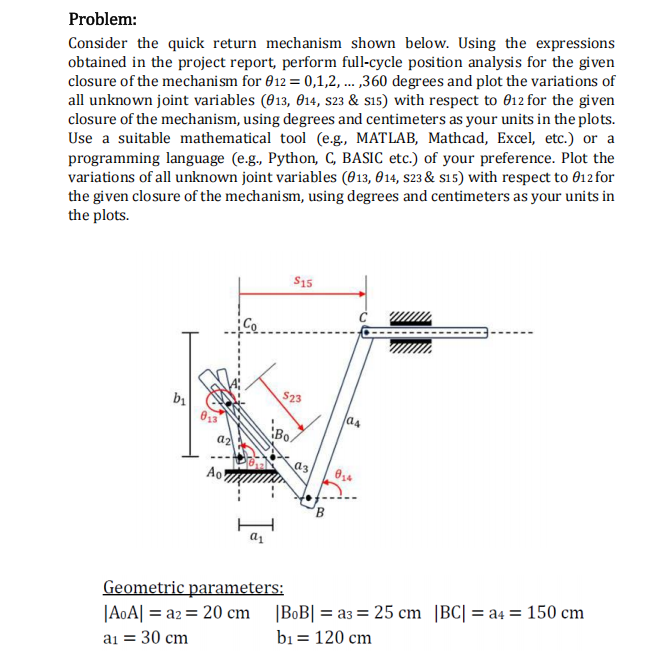 Solved Problem:Consider the quick return mechanism shown | Chegg.com