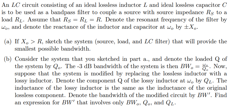 Solved An LC circuit consisting of an ideal lossless | Chegg.com