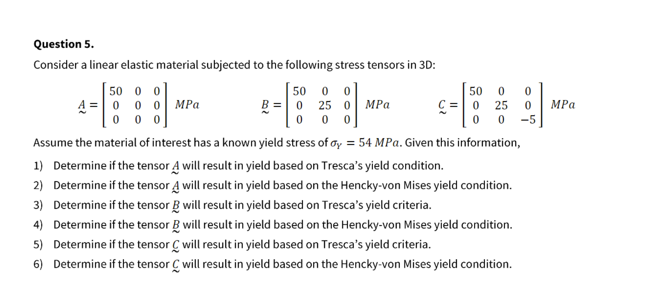 Solved Consider a linear elastic material subjected to the | Chegg.com