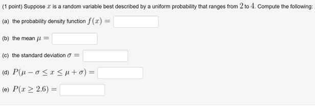 Solved (1 point) Suppose x is a random variable best | Chegg.com