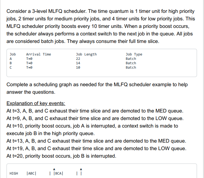 Solved Consider a 3-level MLFQ scheduler. The time quantum | Chegg.com