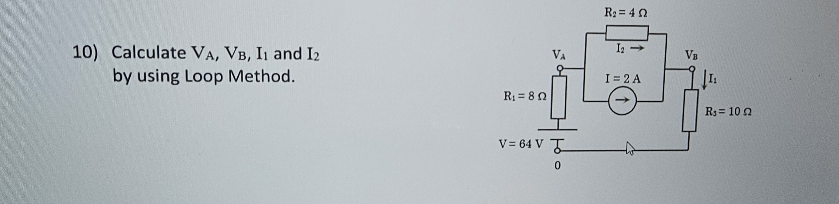 Solved Calculate VA,VB,I1 ﻿and I2by ﻿using Loop Method. | Chegg.com