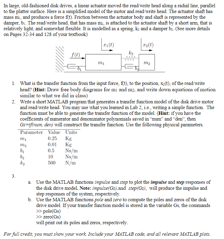 Solved I only need help with the matlab portion (parts 2 | Chegg.com