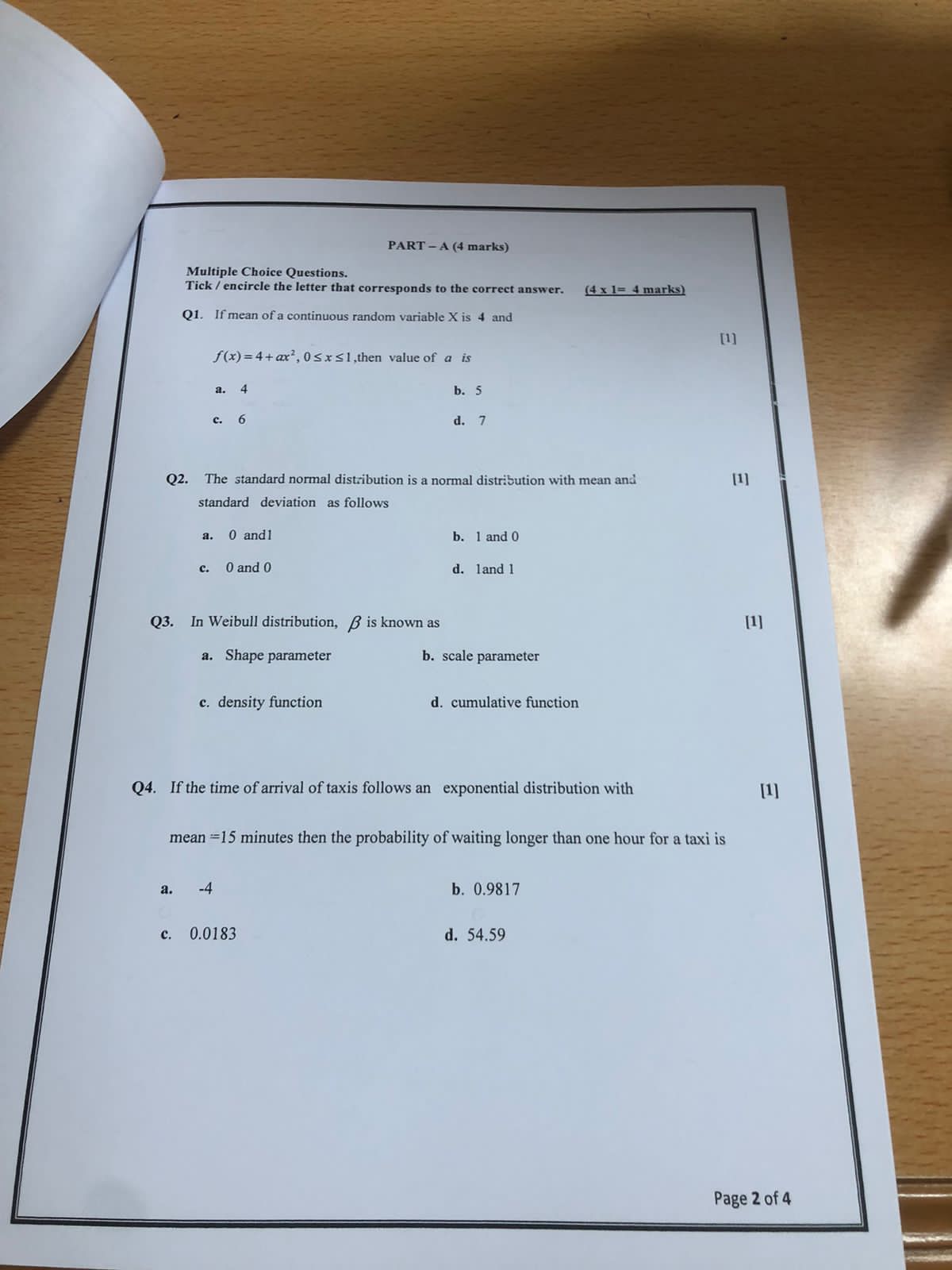 Solved Multiple Choice Questions. Tick / encircle the letter | Chegg.com