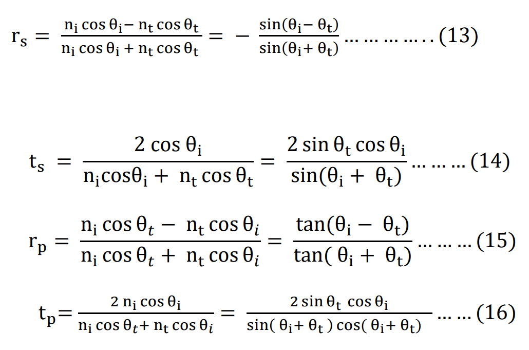 Solved Use the Fresnel's equations given above to | Chegg.com
