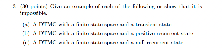 Solved 3. (30 points) Give an example of each of the | Chegg.com