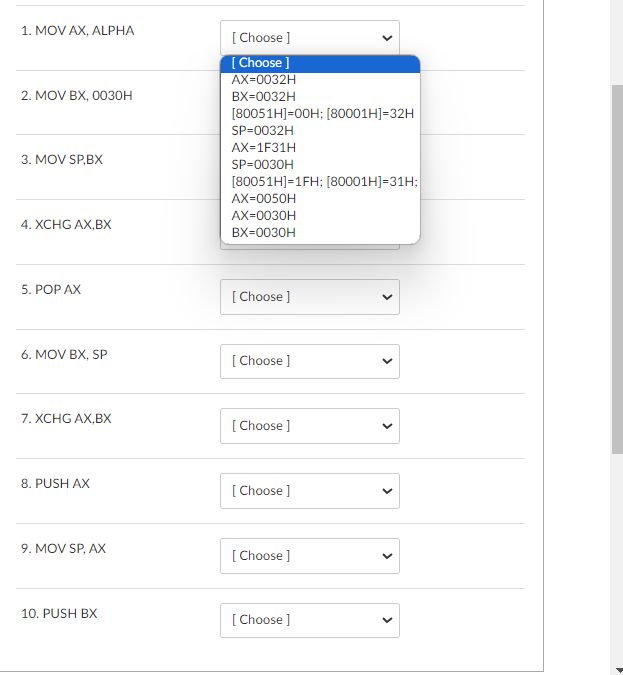 Solved 5. POP AX 6. MOV BX, SP 7. XCHG AX,BX 8. PUSH AX 9. | Chegg.com