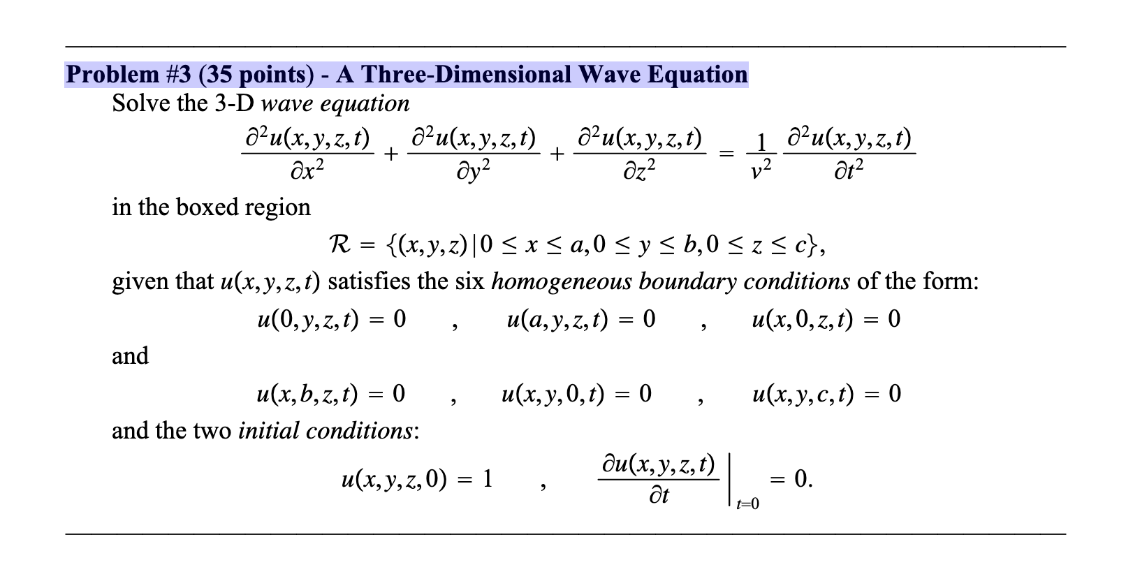 Solved Problem \#3 (35 points) - A Three-Dimensional Wave | Chegg.com