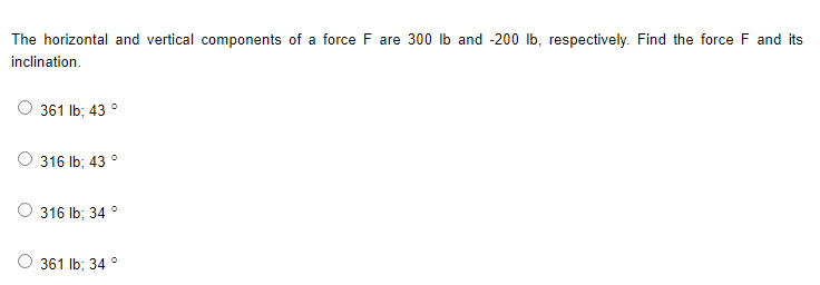 Solved The horizontal and vertical components of a force F | Chegg.com
