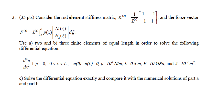 3. (35 pts) Consider the rod element stiffness | Chegg.com