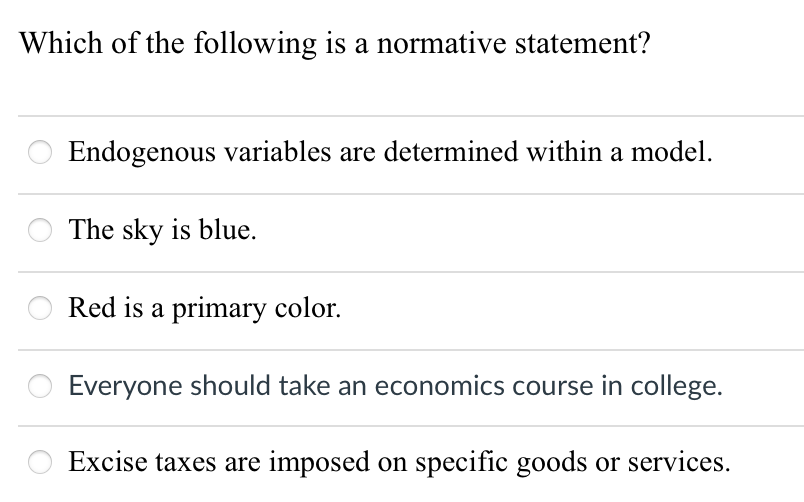 Solved Which of the following is a normative statement? | Chegg.com