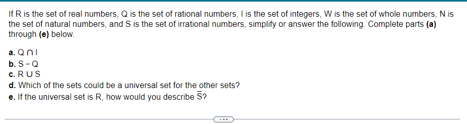 Solved If R is the set of real numbers, Q is the set of | Chegg.com