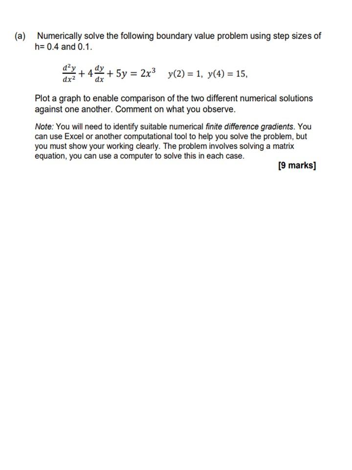 Solved (a) Numerically solve the following boundary value | Chegg.com