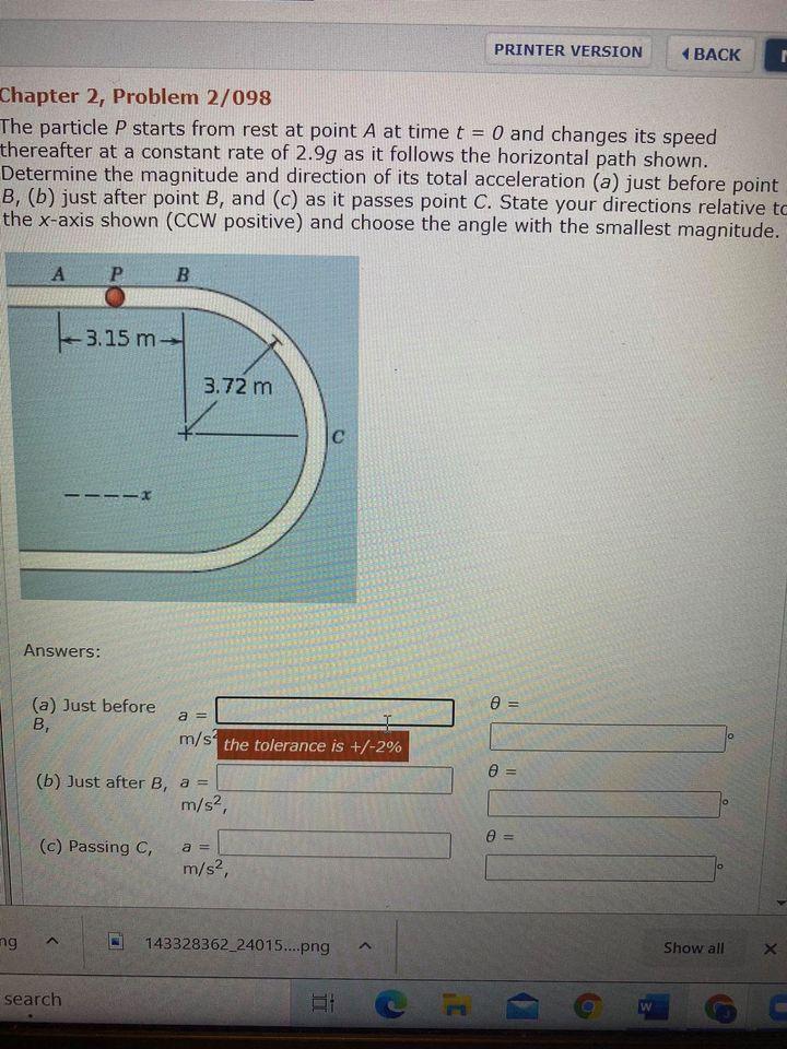 Solved The particle P starts from rest at point A at time t | Chegg.com