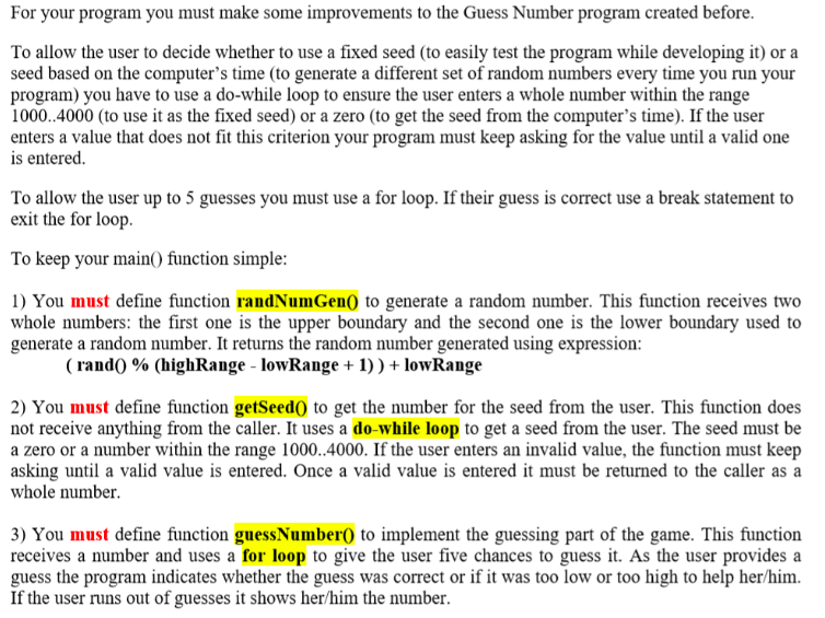 For your program you must make some improvements to | Chegg.com