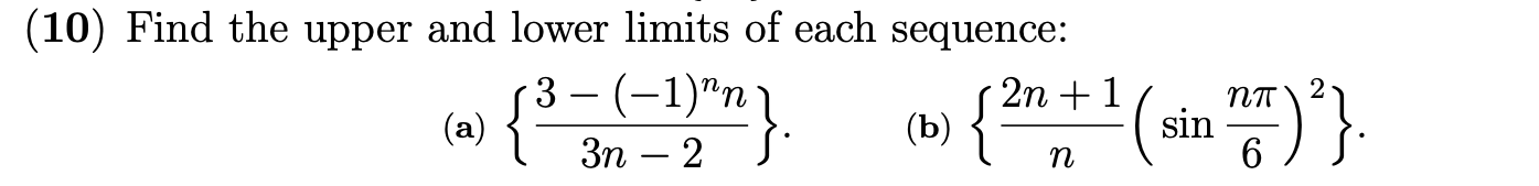 Solved (10) Find the upper and lower limits of each | Chegg.com