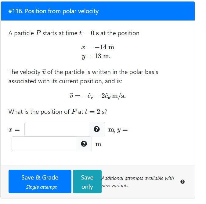 Solved #116. Position from polar velocity A particle P | Chegg.com