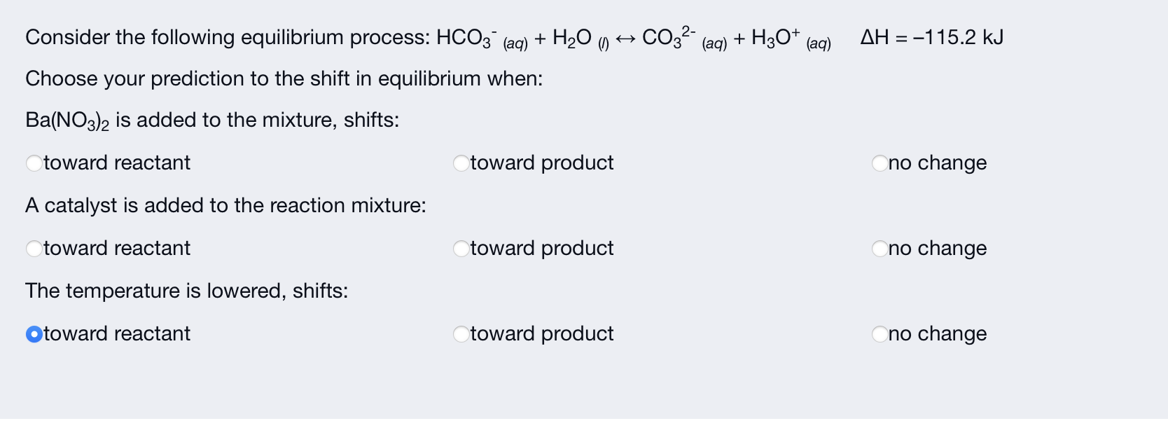 Solved Consider the following equilibrium process: HCO3™ | Chegg.com